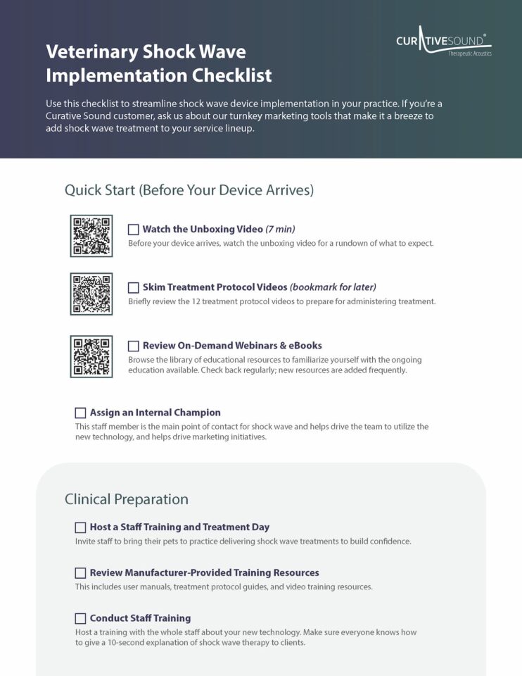 Veterinary Shock Wave Implementation Checklist - Curative Sound ...